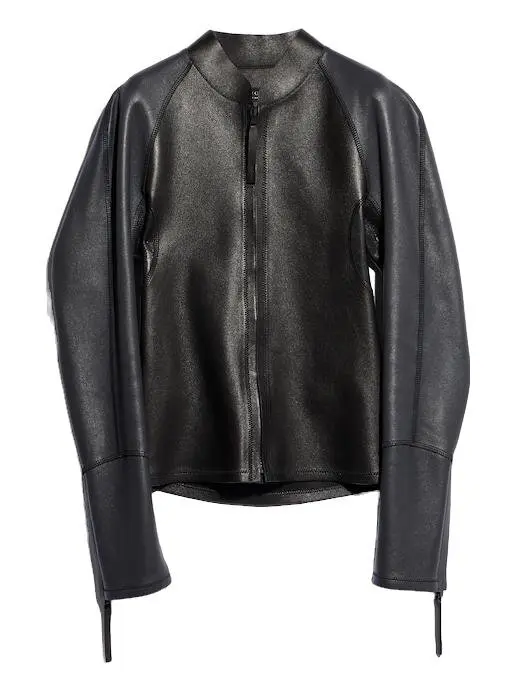 Gucci Grainy Leather Zip Jacket - Black