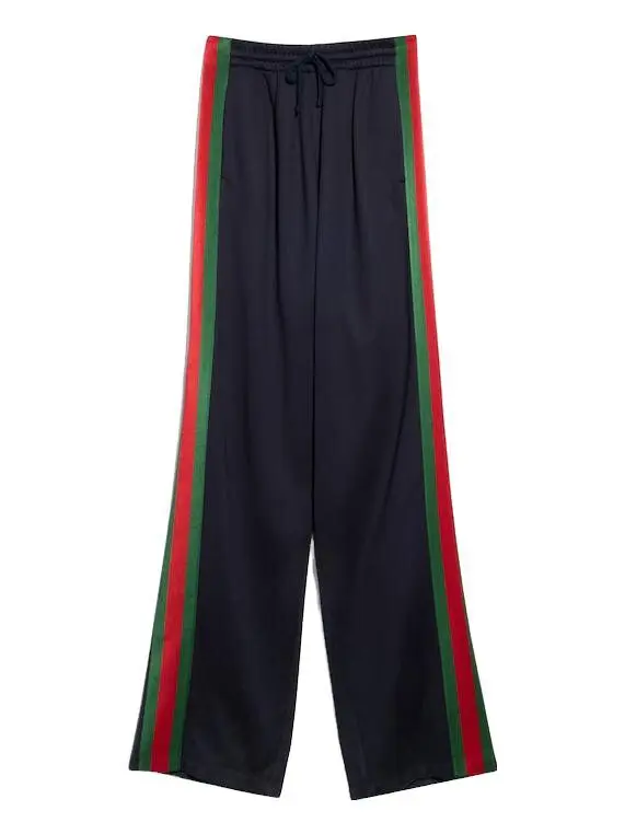 Gucci Silk Cotton Jersey Sportswear Pants With Web - Blue