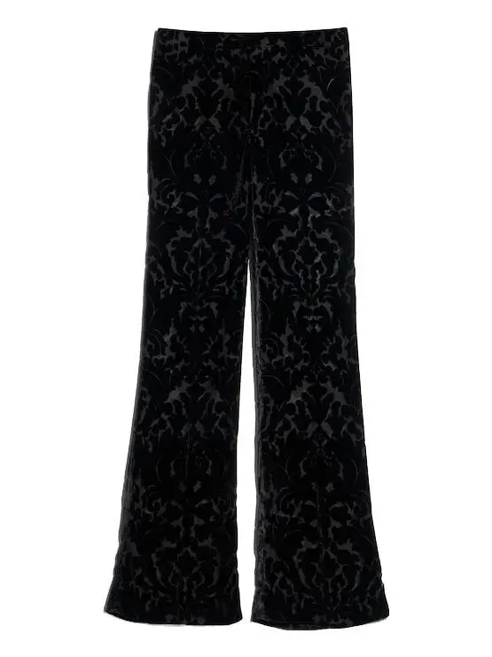 Gucci Floral Devoré Velour Pants - Black