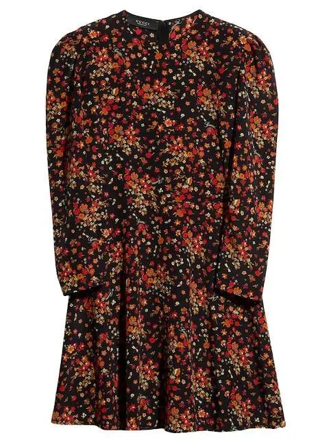Gucci Printed Silk Mini Dress - Black