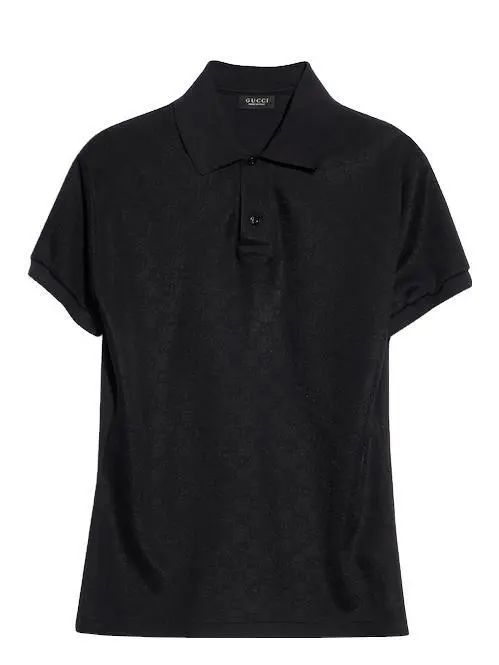 Gucci Gg Technical Jersey Jacquard Polo Shirt - Black
