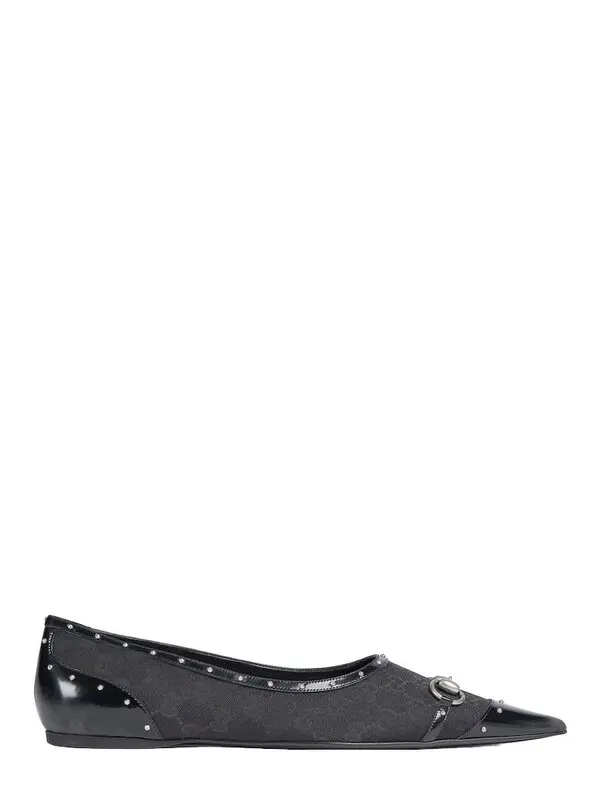 Gucci Gg Canvas Point-toe Studded Loafers - Black