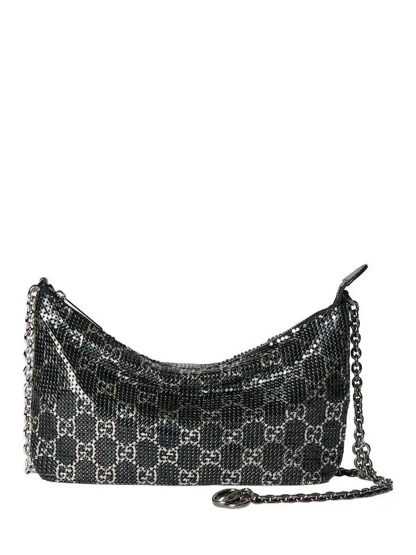 Gucci Metallic Evening Bag With Double G Charm - Silver