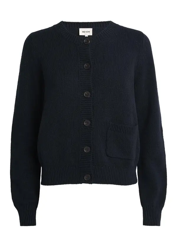 ME+EM Cotton-linen Boxy Cardigan - Navy