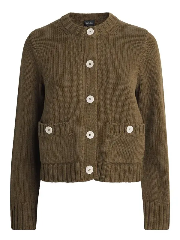 ME+EM Straight Crop Cardigan - Green