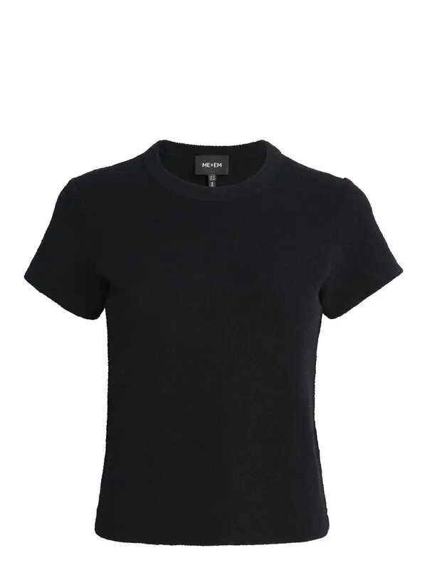 ME+EM Cotton-blend Knitted T-shirt - Black