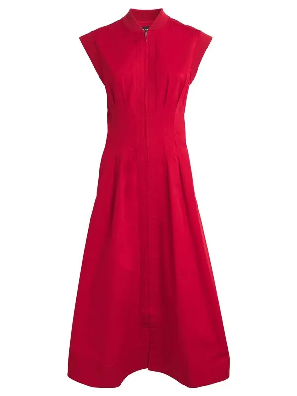 ME+EM Cotton Poplin Sporty Midi Dress - Red
