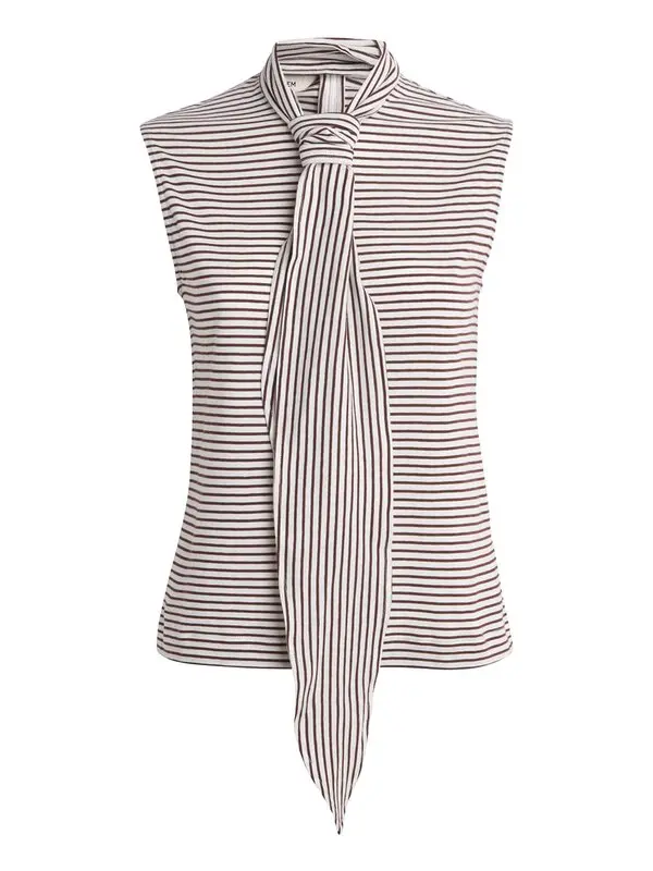 ME+EM Striped Tank With Scarf - Brown