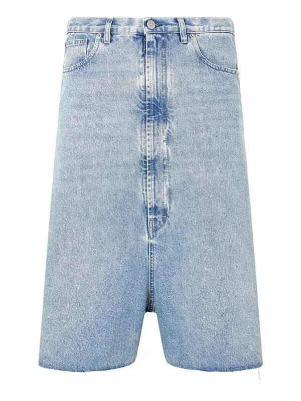 MAISON MARGIELA Straight-leg Frayed Denim Shorts - Blue