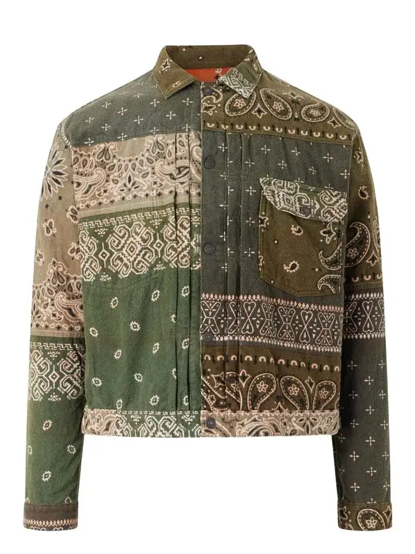 Kapital Reversible Bandana-print Cotton-flannel Trucker Jacket - Green
