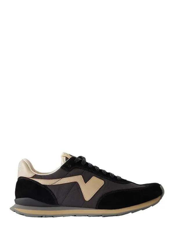 Visvim Fkt Runner Leather And Suede-trimmed Sneakers - Black