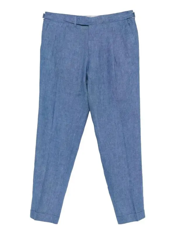 BRIGLIA 1949 Slub-texture Pleated Trousers - Blue
