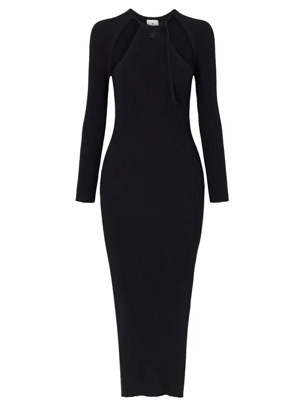COURREGES Cutout Ribbed-knit Maxi Dress - Black