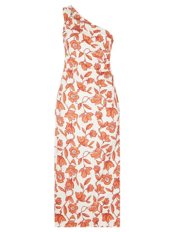 SIR. Chloe One-shoulder Linen-blend Midi Dress - Orange