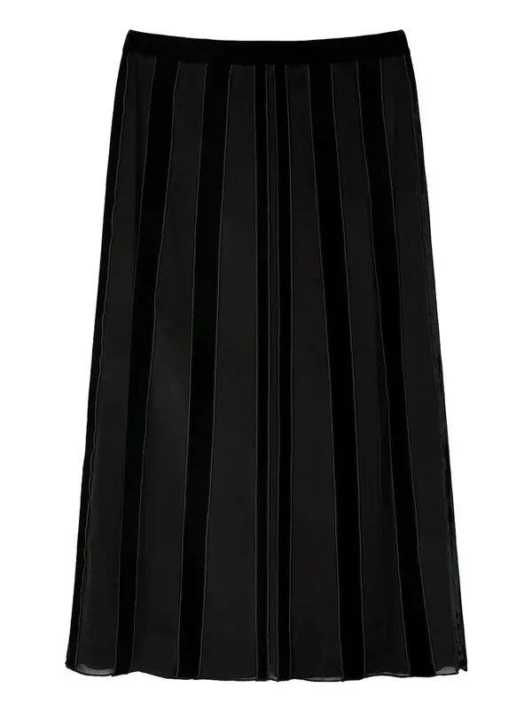 Ports 1961 Velvet-panelled Midi Skirt - Black