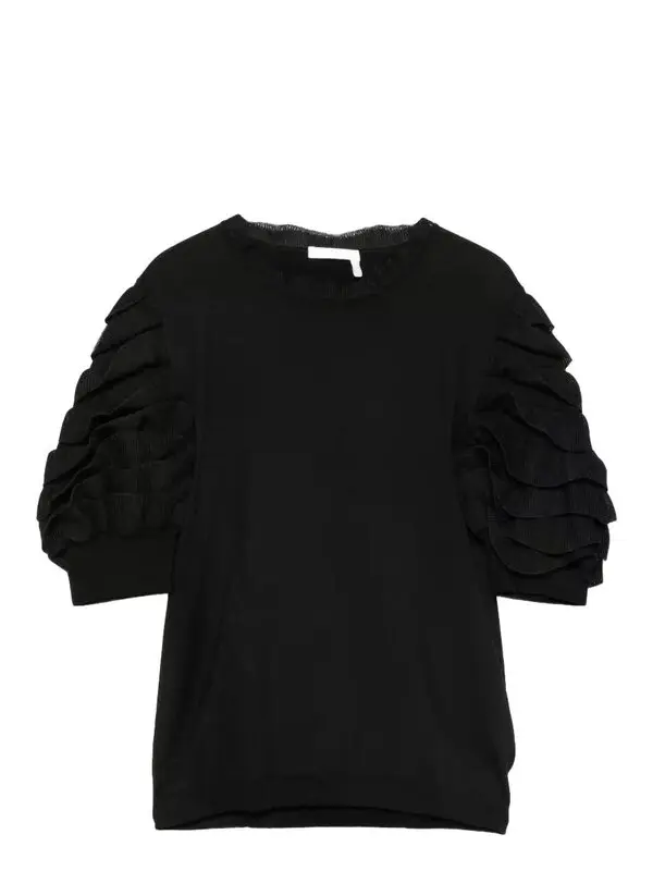 Chloé Ruffled-sleeve Blouse - Black