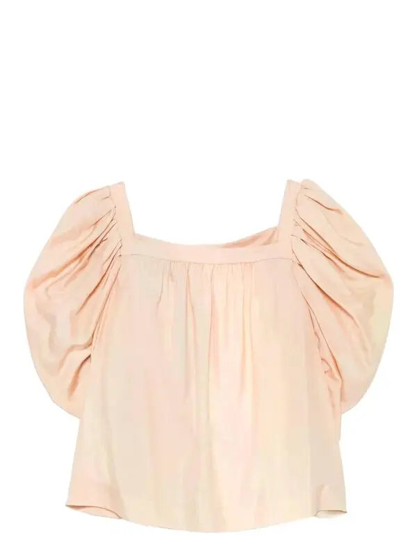Chloé Puff-sleeve Gathered Blouse - Pink