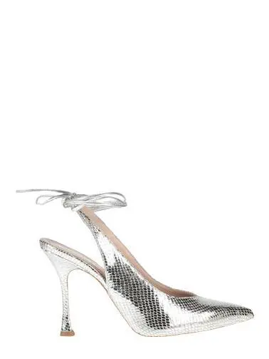 MYCHALOM Slingback Pumps With Ankle Ties - Silver