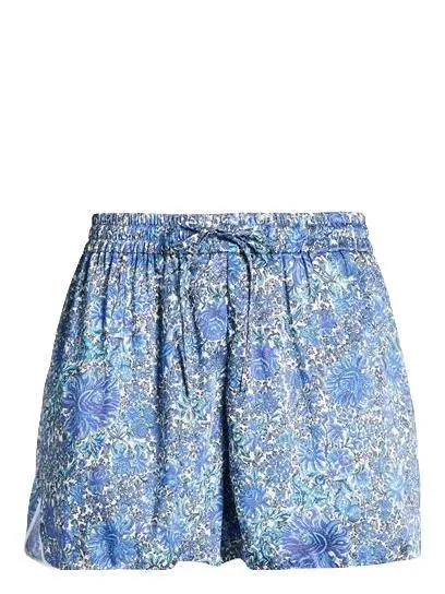 Sandro Floral Print Twill Shorts - Blue