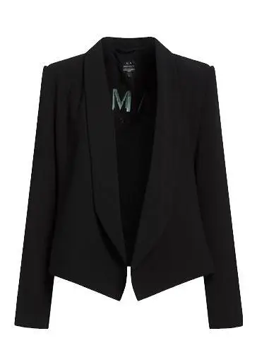 Armani Exchange Crepe Jacket With Designer Plaque - Black