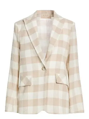 KAOS JEANS Checked Single-breasted Blazer - Beige