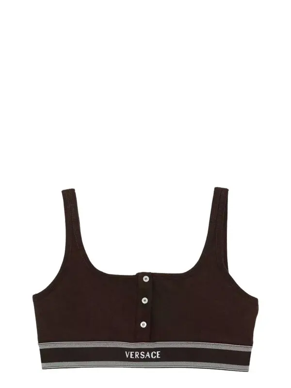 Versace Ribbed Cotton-jersey Bralette - Brown