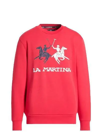 LA MARTINA Cotton & Polyester Crewneck Sweatshirt With Logo - Red
