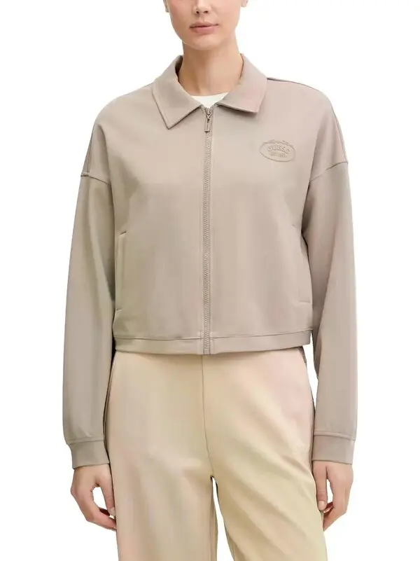 Guess Full-zip Crop Jacket - Neutrals