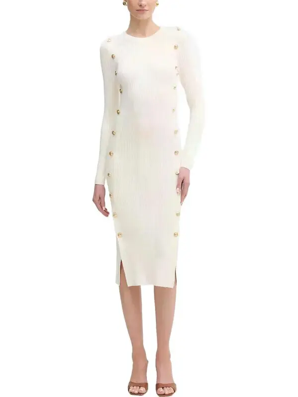 Guess Ribbed-knit Midi Dress - Neutrals
