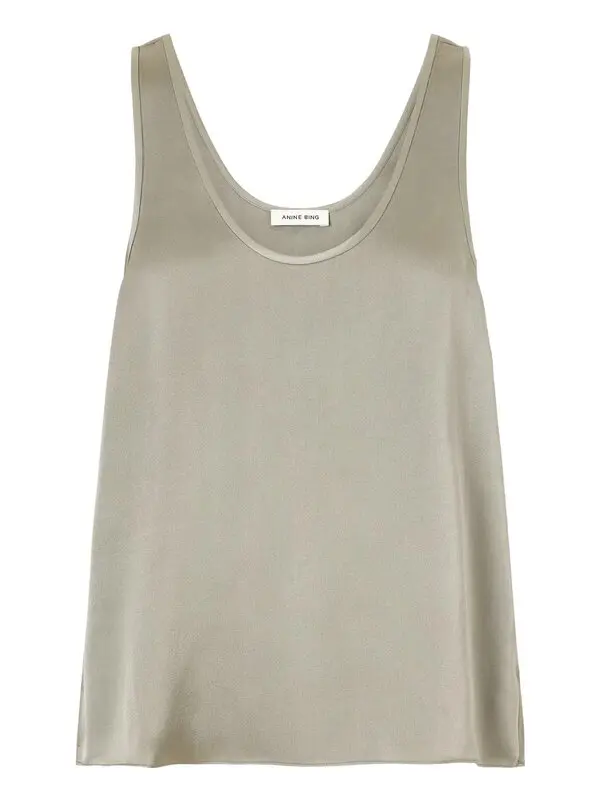 ANINE BING Lea Silk Tank - Green