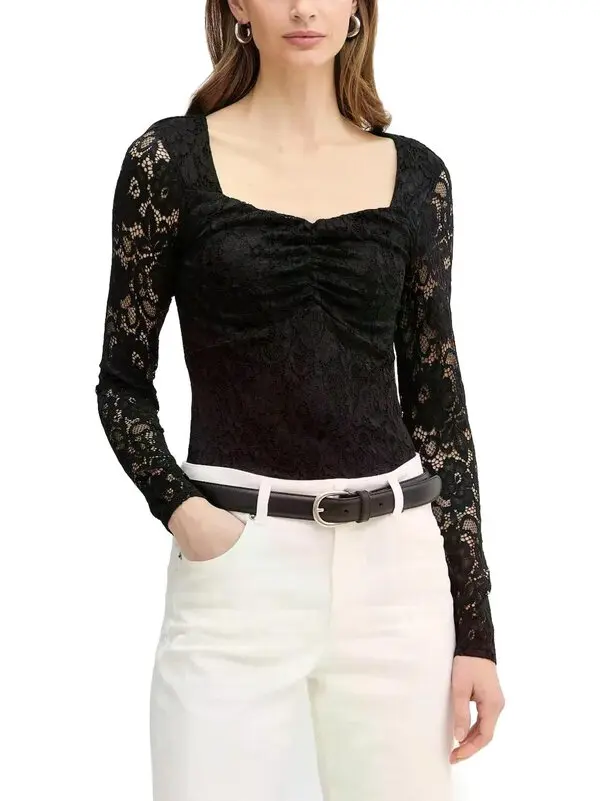 Guess Lace Gathered Blouse - Black