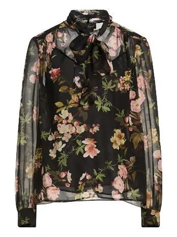 Luisa Spagnoli Floral-print Chiffon Top - Black