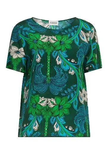 P.a.r.o.s.h Floral-print Satin Top - Dark Green