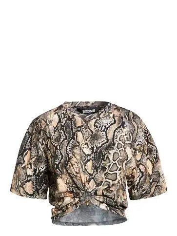 Just Cavalli Snakeskin-print Cotton T-shirt - Beige