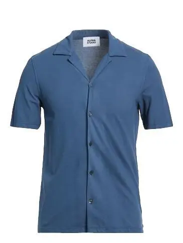 Alpha Studio Shirt Slate Size Cotton, Elastane - Blue
