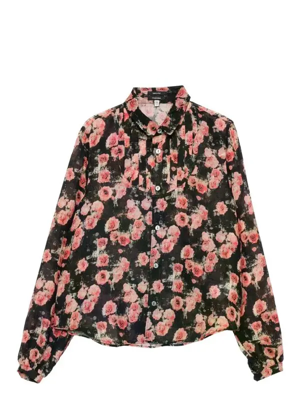 R13 Shrunken Pleated Blouse - Black