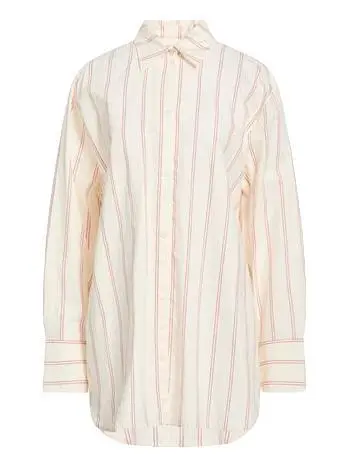 TOTEME Cotton And Silk Striped Oversized Shirt - White