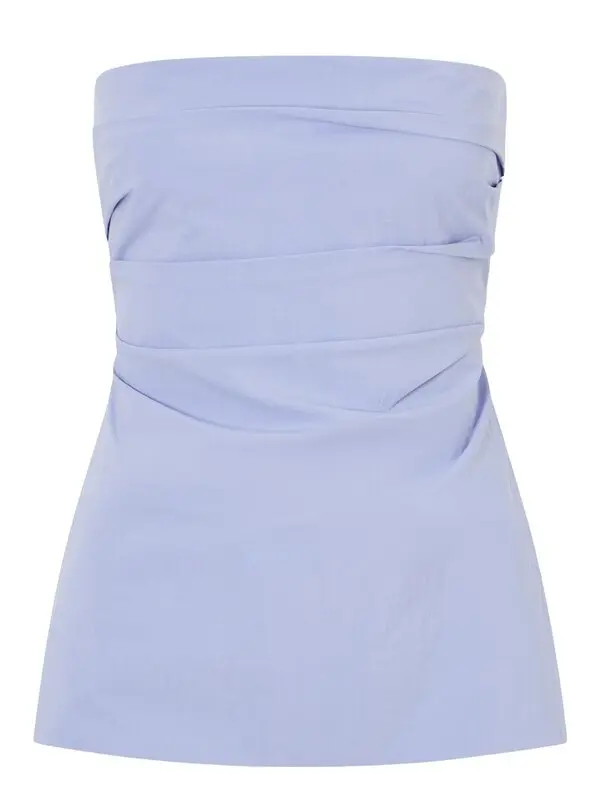 ST. AGNI Strapless Cotton-blend Poplin Top - Blue