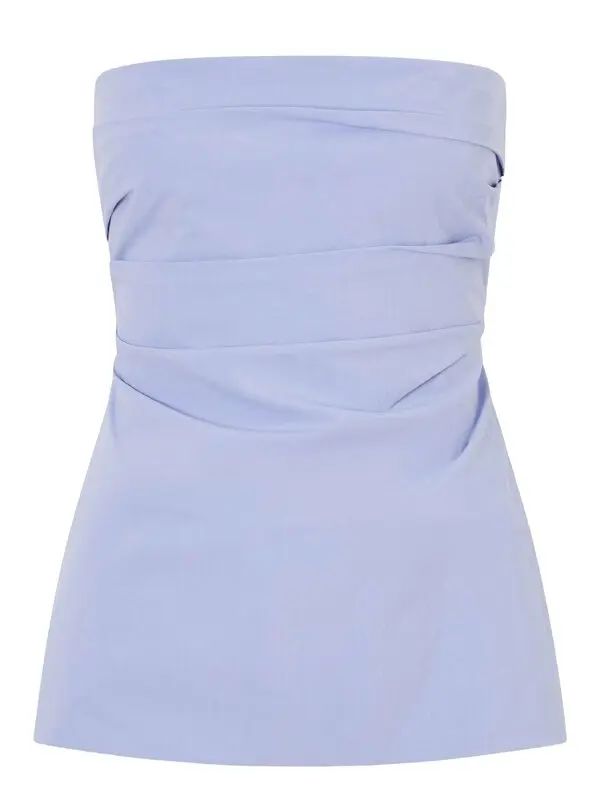 ST. AGNI Strapless Cotton-blend Poplin Top - Light Blue