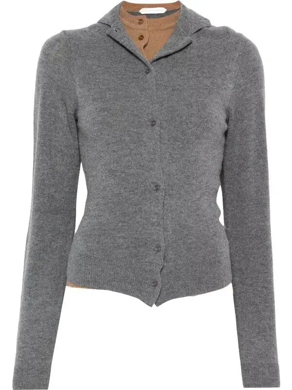 AUGUST BARRON Layered Design Buttoned Cardigan - Grey