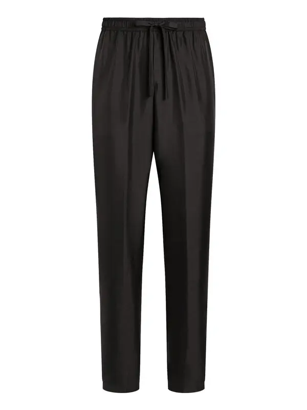 Dolce & Gabbana Silk Jogging Pants With Dg Embroidered Patch - Black