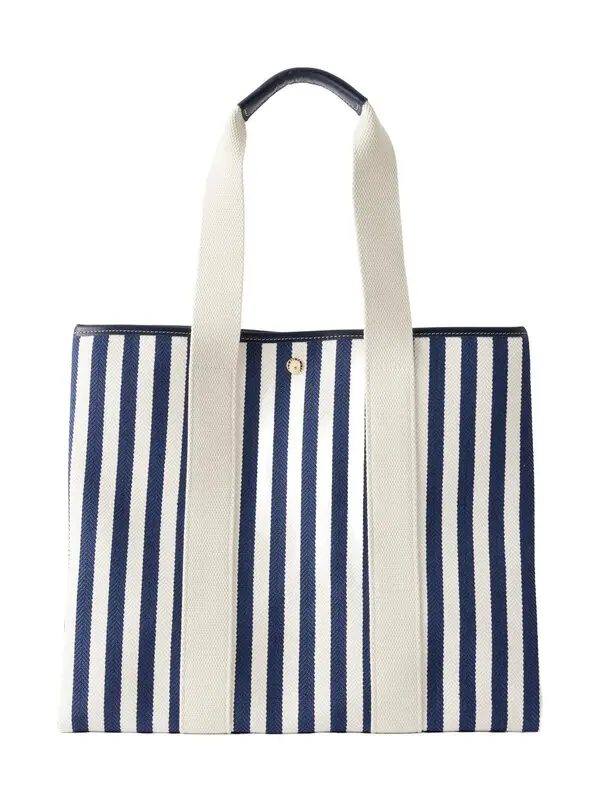 Rue De Verneuil Traversée Large Striped Canvas Tote - Blue
