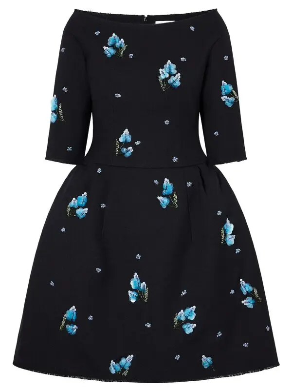 SHUSHU/TONG Off-the-shoulder Embellished Mini Dress - Blue