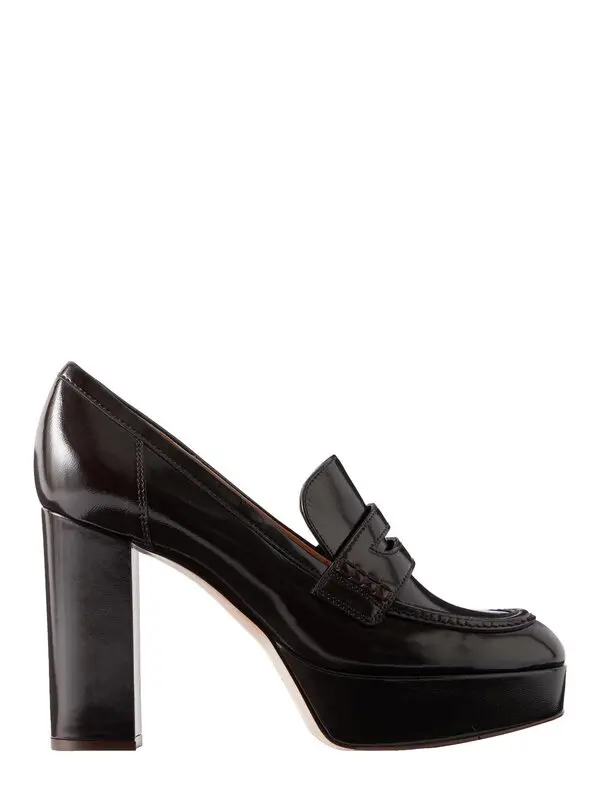 GIANVITO ROSSI Hadden Nuit 70 Leather Platform Pumps - Brown
