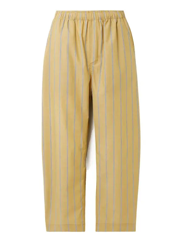 JAMIE HALLER Striped Cotton-poplin Barrel-leg Pants - Gold