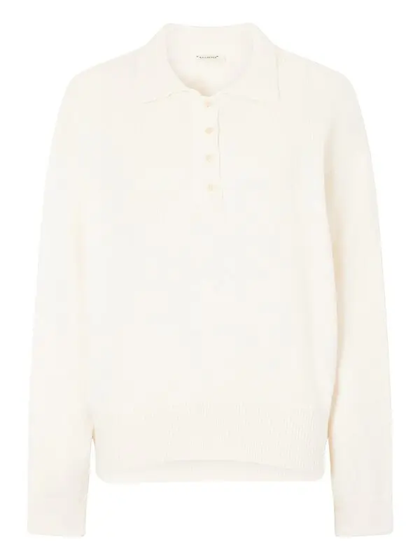 KALLMEYER Chessy Cotton And Wool-blend Polo Sweater - Neutrals