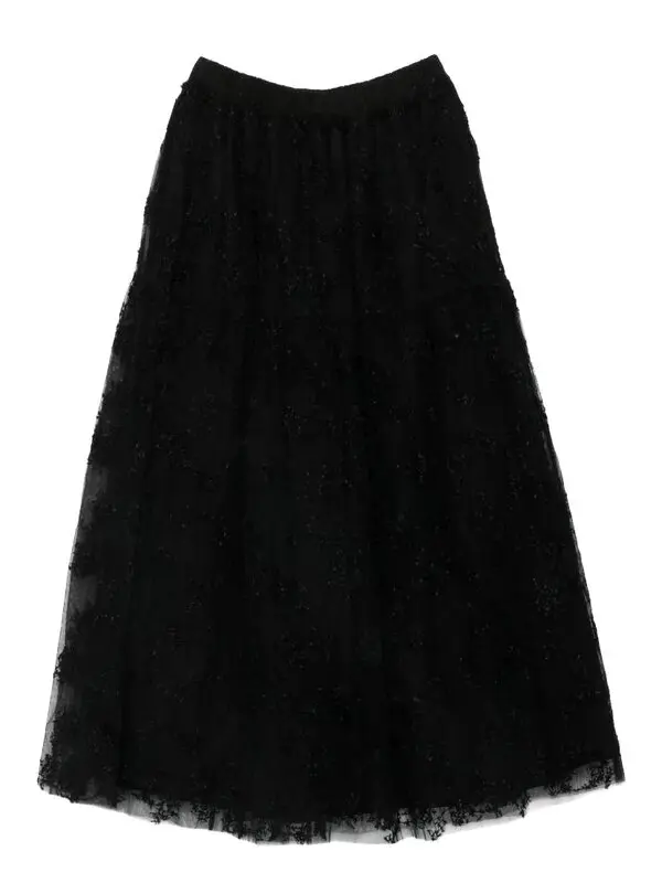 A TENTATIVE ATELIER Floral-lace Tiered Skirt - Black