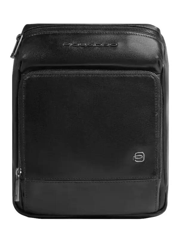 PIQUADRO Grained Leather Crossbody Bag - Black
