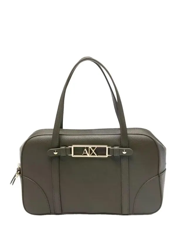 Armani Exchange Leather Tote Bag With Logo Plaque - Green
