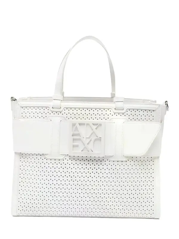 Armani Exchange Perforated Logo-plaque Tote - White